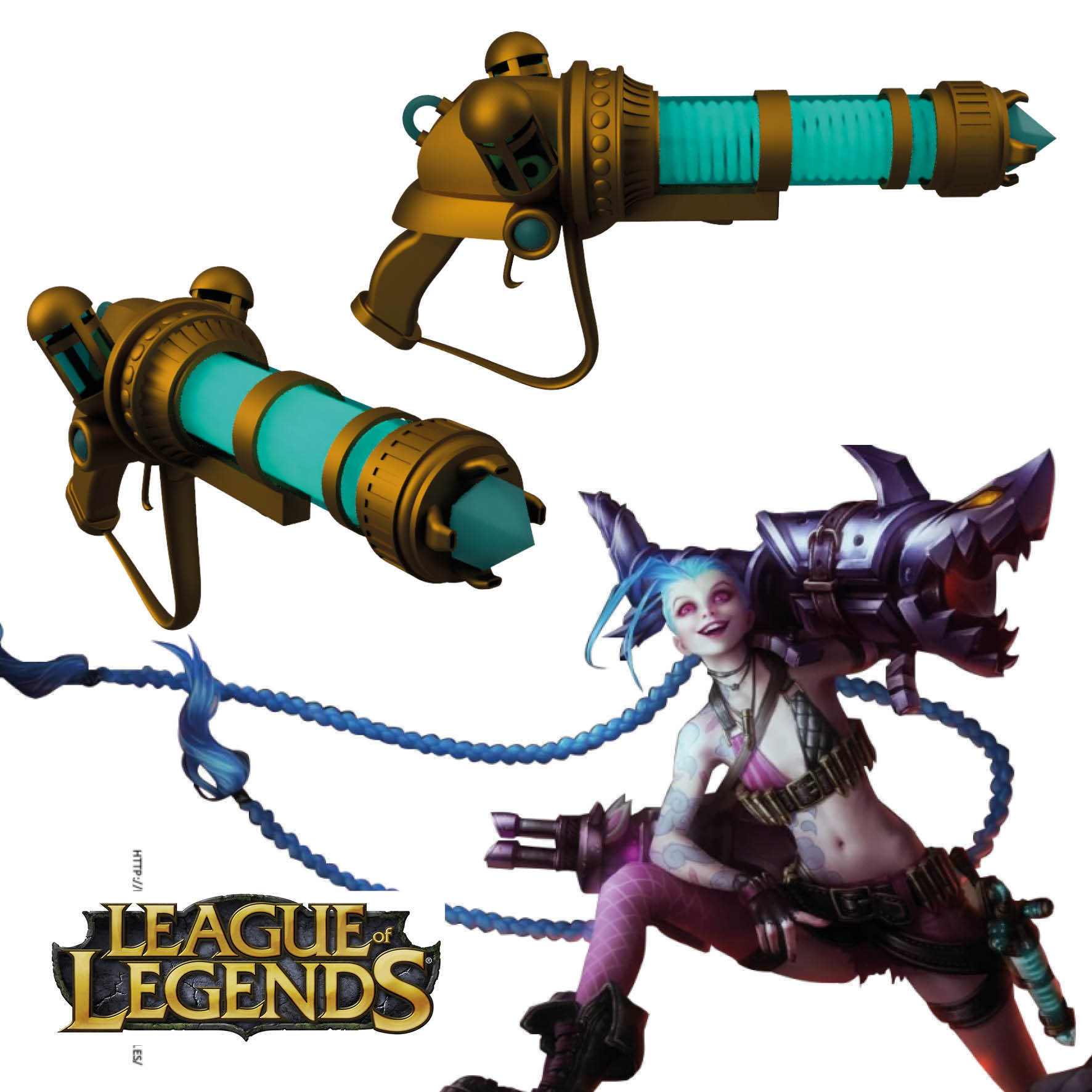 Download STL file Jinx's gun from league of legends animation version • 3D print design ・ Cults